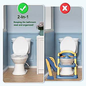 R&T Round Toilet Seat with Built in Potty Training Seat, Slow Close Toddler Seat Fits both Adult and Child, Easy To Install & Clean