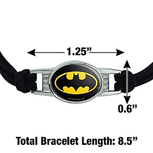 GRAPHICS & MORE Batman Classic Bat Shield Logo Novelty Suede Leather Metal Bracelet
