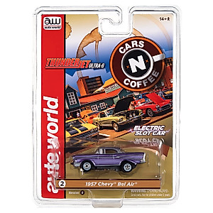 Auto World Thunderjet Cars N Coffee 1957 Chevrolet Bel Air (Purple) HO Scale Slot Car
