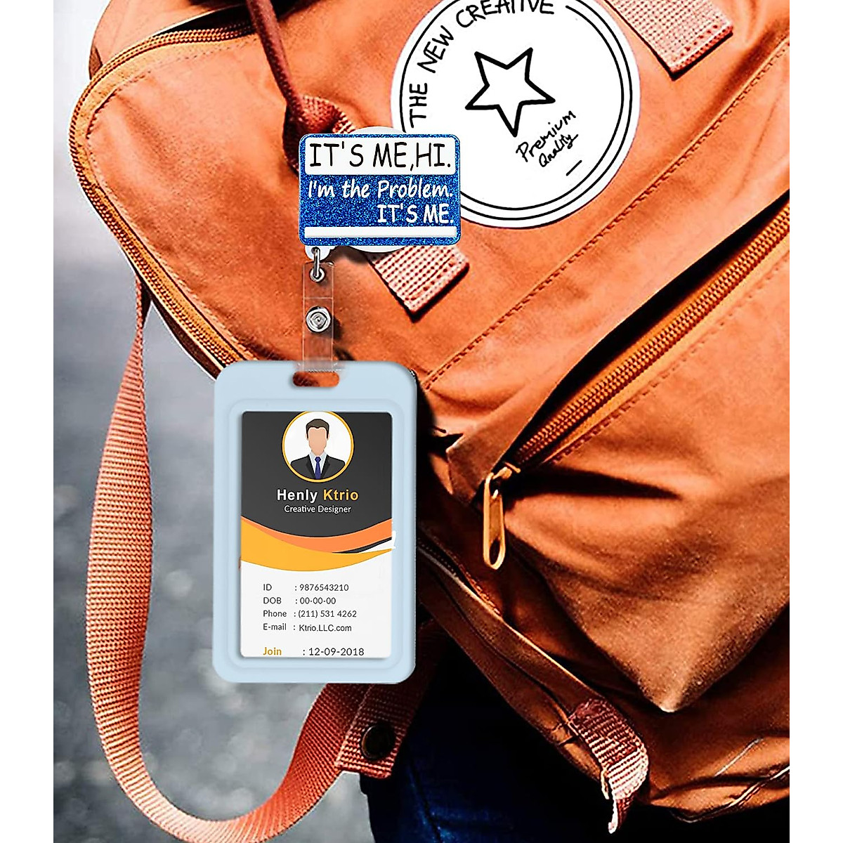 Problem Badge Reel Retractable with ID Clip Funny Joke Humor Name Badge Clip RN CNA Nurse Office Worker Teacher Studen Acrylic Badge Accessories