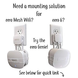 The eero Pro Genie for eero Pro 6/6E Wall Mount Outlet Holder Stand (1-Pack) | Low Profile | Open Access | Multiple Install Options | Reinforced Support | Horizontal Outlets | Does Not Include Router