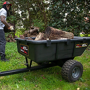 Brinly PCT-101BHC-A2 10 cu.ft. 650lb Heavy Duty Tow-Behind Poly Utility Cart & Dump Trailer with Compression Molded Bed & Built-in Zerk Fitting Wheel Bearings
