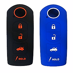2Pcs Coolbestda Silicone Key Fob Cover Case Skin Jacket Remote Keyless Shell Protector for 2019 2018 2017 2016 2015 Mazda 3 6 8 CX3 CX5 CX7 CX9 MX5 SPEED3