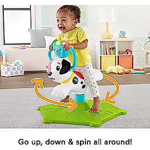 Fisher-Price Toddler Ride-On Learning Toy, Bounce and Spin Puppy Stationary Musical Bouncer for Babies and Toddlers Ages 12+ Months (Amazon Exclusive)