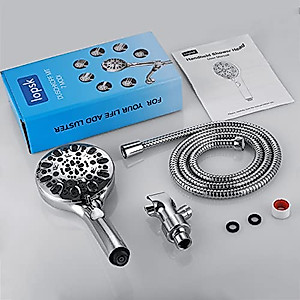 Iopsk Shower Head with Handheld Set 7 Spray High Pressure Detachable Shower Heads with Extra 60" Long Stainless Steel Hose and Adjustable Bracket-Chrome Finish Hand Held Showerhead with On/Off Switch