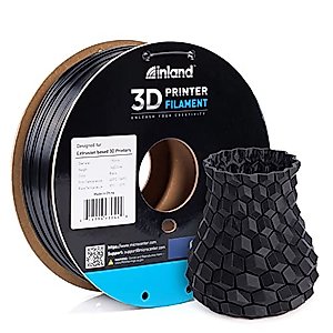 Inland 1.75mm ABS 3D Printer Filament, Dimensional Accuracy +/- 0.03 mm - 1kg Cardboard Spool (2.2 lbs) - Fits Most FDM/FFF Printers - Black