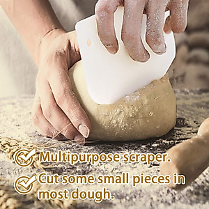 Listenman Danish Dough Whisk Bread Mixer&Egg Whisk Kits, 2 Pack Premium Stainless Steel Dutch Whisk & 1 Pack Hand Push Rotary Whisk Blender Pastry or Pizza Dough Whisk, with a Dough Scraper for Bread