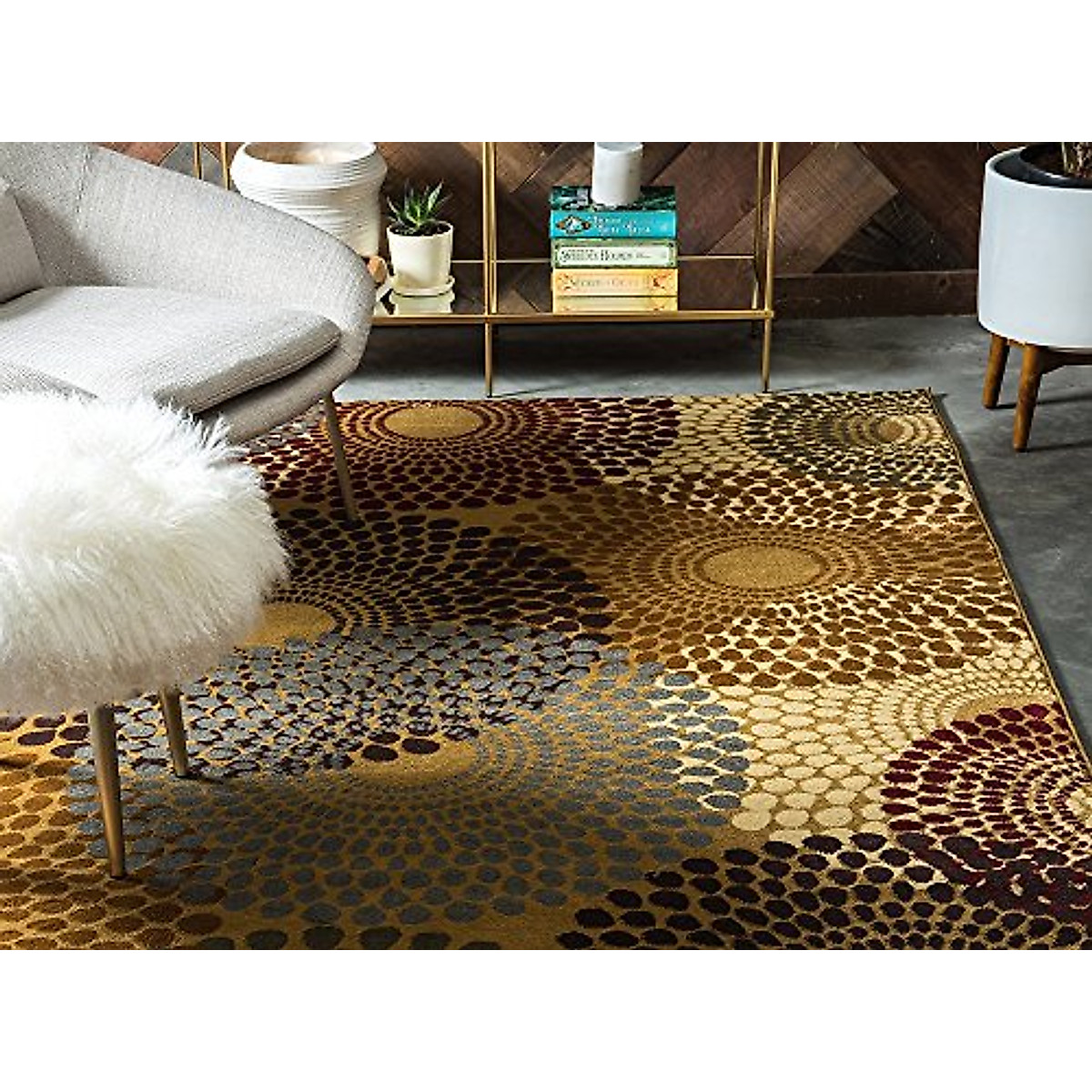 Unique Loom Barista Collection Area Rug - Java (5' 3" x 8' Rectangle, Beige/ Black)