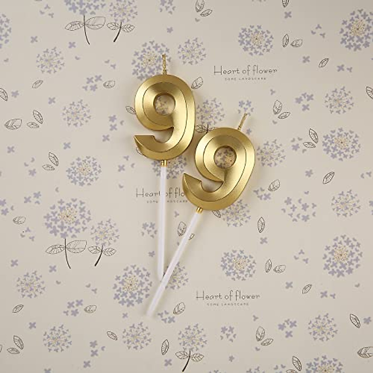 Gold 99th Birthday Candles,Gold Number 99 Cake Topper for Birthday Decorations Party Decoration