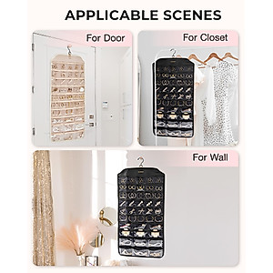 BAGSMART Hanging Jewelry Organizer, Jewelry Holder Organizer Accessories Organizer, 68 Pocket Earring Organizer Organizer for Wall Holding Jewelry,Extra Large Black, 1 Piece