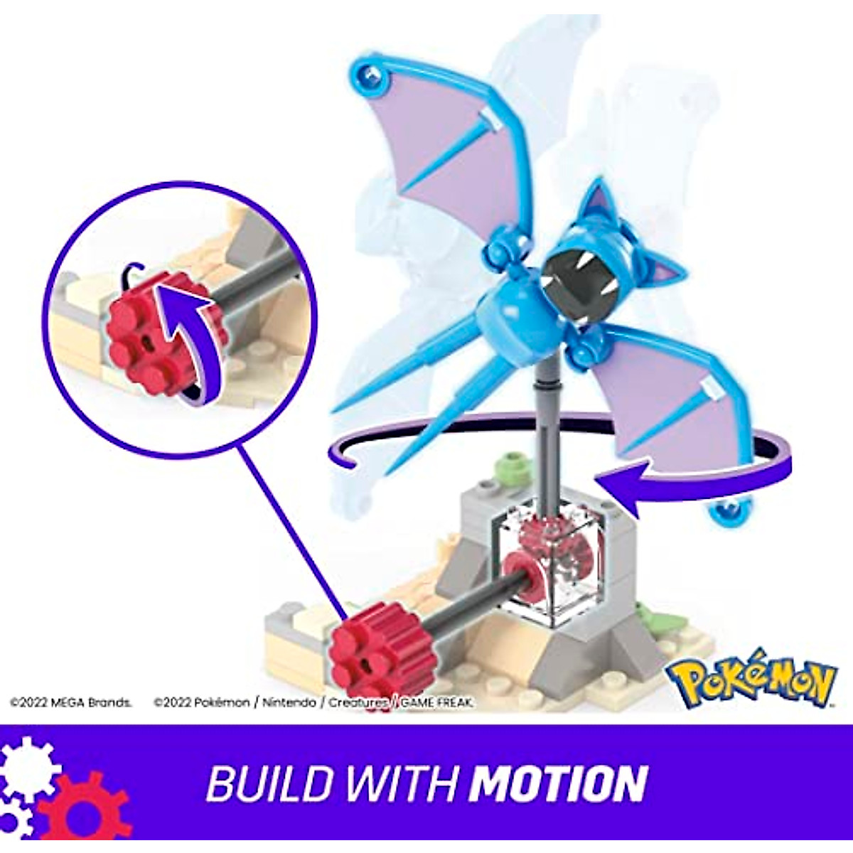 Mega Pokémon Building Toys Set, Zubat’s Midnight Flight with 61 Pieces, 1 Poseable Character, 5 Inches Tall, for Kids