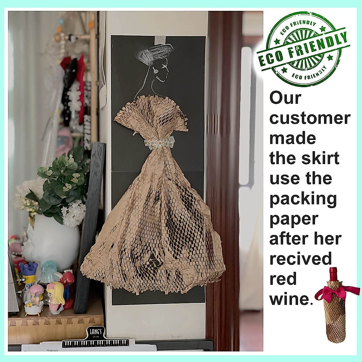 AlexHome Honeycomb Packing Paper,15" W x165' L,Eco Friendly Biodegradable Bubble Cushioning Wrap,Products & Gifts & Moving Honeycomb Wrapping Paper,Recyclable Cushioning Packing Material - 15"x165'