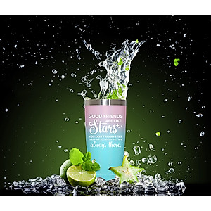 SMITWORLD Good Friends Are Like Stars, Christmas Birthday Gifts for Women Friends, Girlfriend, Mom, Sisters, Sometimes She is Alone, This is Her Reminder, Cute Mug Tumbler Cup 20 oz with A Keychain