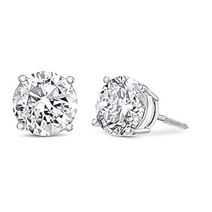 Amazon Essentials AGS Certified 14k White Gold Round-Cut Diamond Stud Earrings (2cttw, K-L Color, I1-I2 Clarity), (previously Amazon Collection)