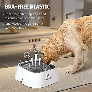 ELS PET Dog Bowl No Spill, Pet Water Bowl No Drip Slow Water Feeder Cat Bowl, Pet Water Dispenser 35oz/1L Travel Water Bowl for Dogs, Cats