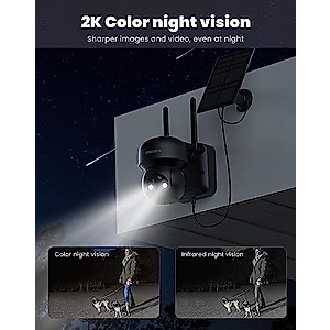 FOAOOD 2K Security Camera Wireless Outdoor, Sloar Camera for Home Security Outside, APP Controls 360° Full Coverage, Color Night Vision, Human Detection, IP65 Waterproof, 2.4G WiFi Connection