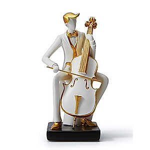 HAUCOZE Music Decor Figurine Cello Statue Modern Sculpture Home Gifts Table Centerpiece Crafts Polyresin Arts 8.5inch