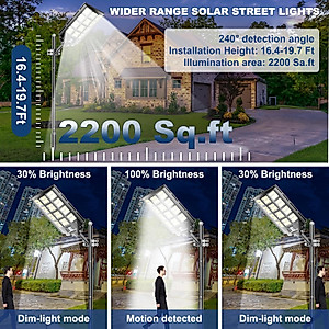 loyoele 4-Pack 3200W Solar Street Light,Solar Street Lights Outdoor Waterproof, 240000LM 7000K Solar Powered Street Light,Dusk to Dawn,with Motion Sensor,LED Wide Angle Lamp