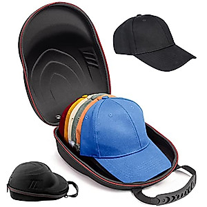 Hard Hat Case for Baseball Caps,Hat Carrier Travel Case with One Black Baseball Cap and Adjustable Shoulder Strap,Hat Organizer Holder Bag for 6 Baseball Caps (Black)