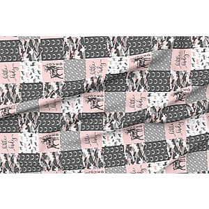 Spoonflower Fabric - You Loved Little Lady Pink Grey Camo Woodland Patchwork Girl Printed on Petal Signature Cotton Fabric by The Yard - Sewing Quilting Apparel Crafts Decor