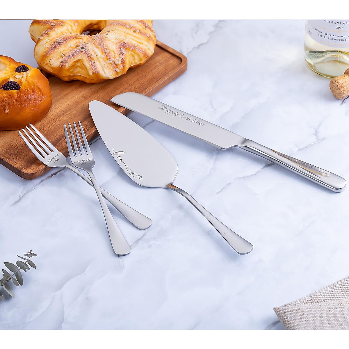 iooiluxry Cake Cutting Set for Wedding, Wedding Cake Knife and Server set Silver Cake Cutter Set and Pie Server Spatula for Wedding Anniversary Birthday Christmas Gifts (Silver)