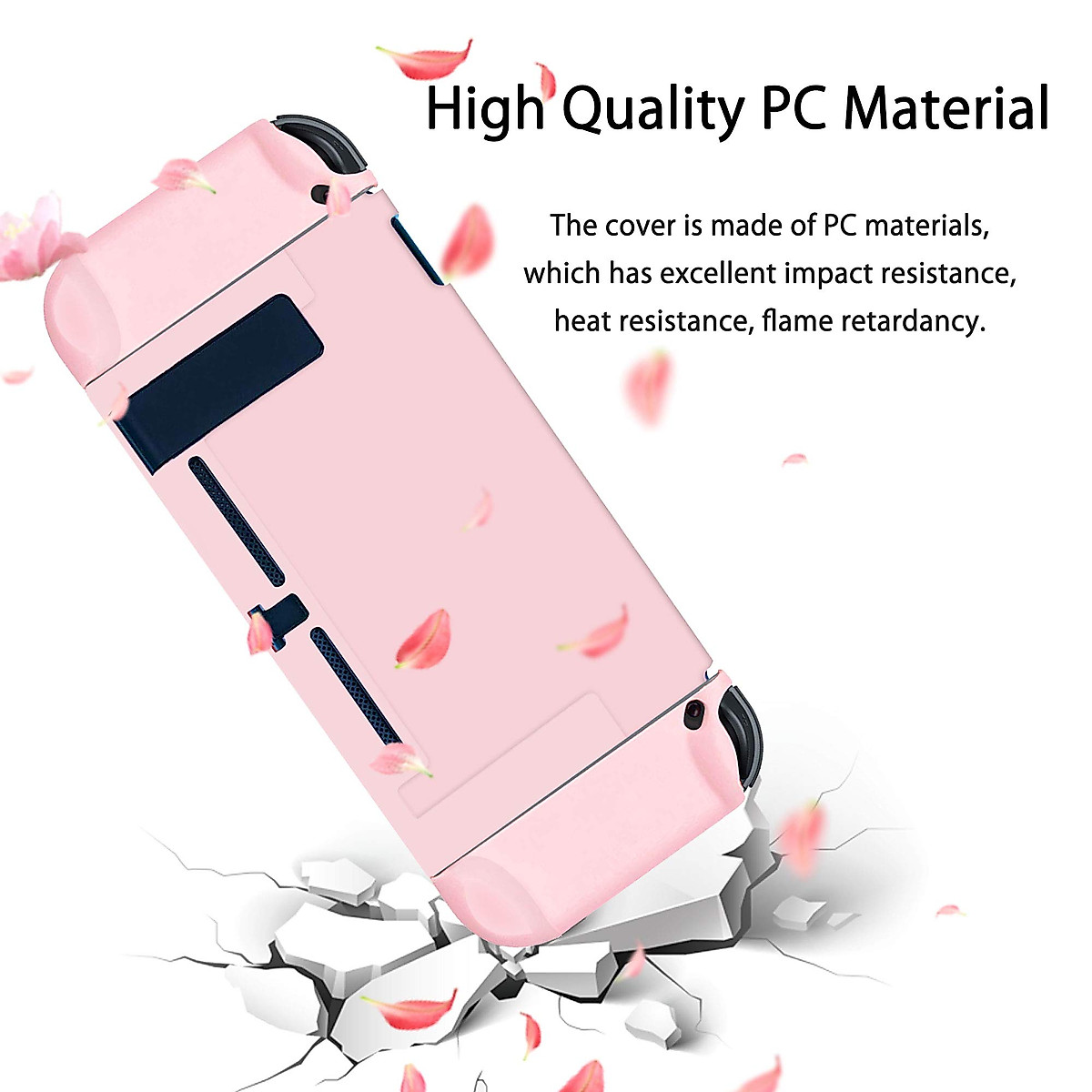 BRHE Protector Case for Nintendo Switch Cover Case with Glass Screen Protector, Anti-Scratch Shock-Absorption Grip Cover-Pink