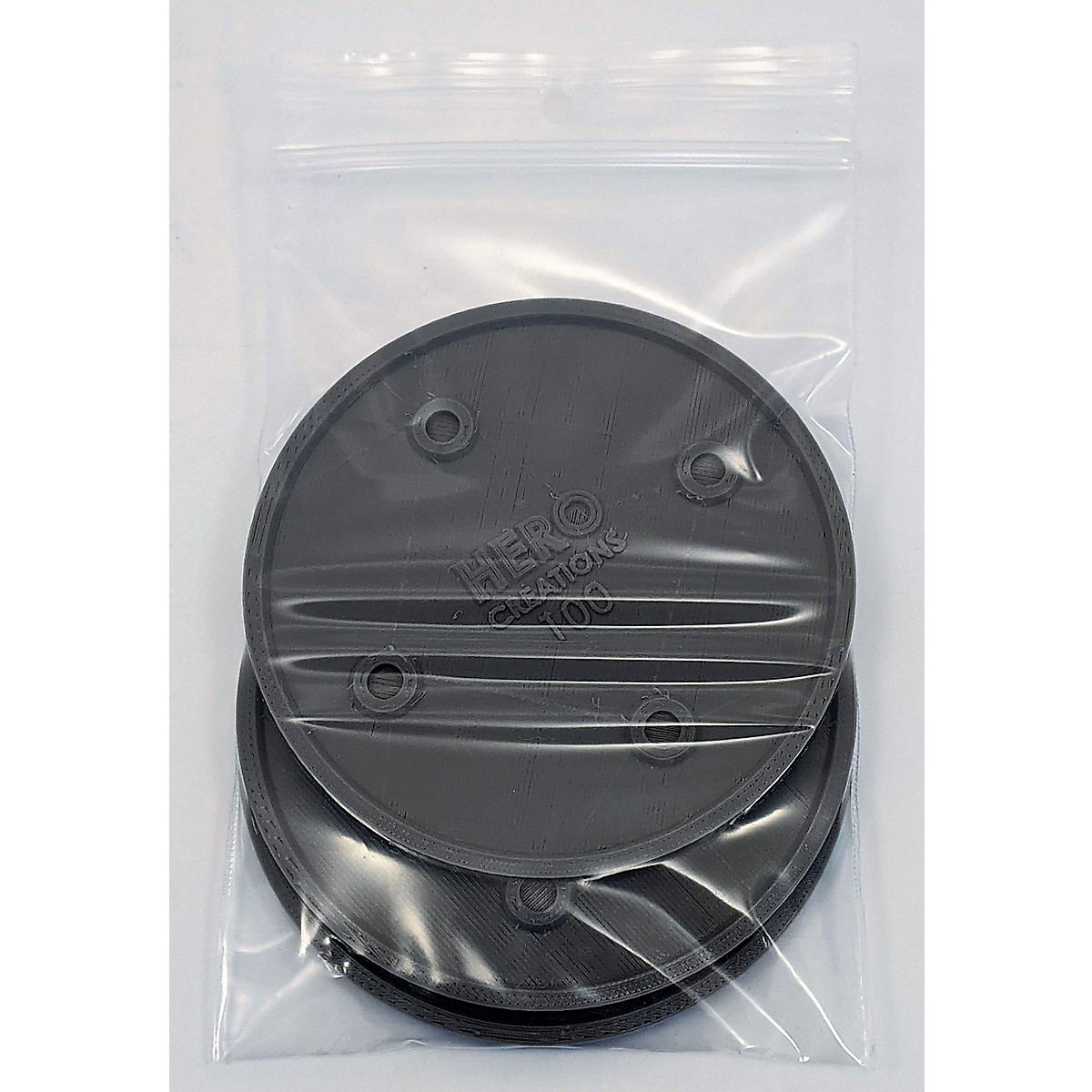 HERO Creations Miniature 3 Plastic Gray Bases 100 mm -4 inch - Circular, Gargantuan Figurine Size, for Roleplaying Game - Tabletop - Wargames Tables