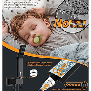 SR SUN RISE Black Square Rainfall Shower Head and Handle Set, Wall Mounted Shower Fixtures, Metal Shower Faucet Trim Repair Kits (With Shower Valve)