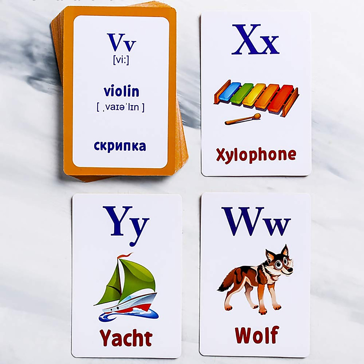 Russian to English Flashcards for Kids ESL Preschool Educational Russian Flash Cards 70 pcs - Russian Vocabulary Cards