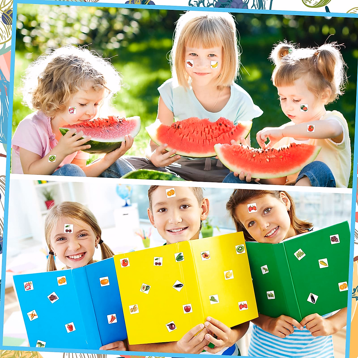 600 Pcs Fruits Vegetable Stickers for Kids Fruits Vegetable Photos Stickers Garden Stickers Realistic Food Fruit Stickers Teachers Student Stickers for Classroom Theme Party Favor (Fruits Vegetable)