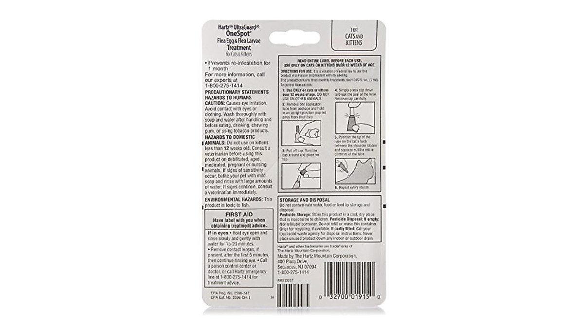 Hartz UltraGuard Onespot for Cats - Monthly Flea Control