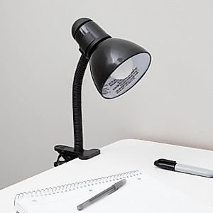 V-Light Black Adjustable Desk Lamp with Heavy Duty Clamp Clip, Flexible Gooseneck Lamp, Bed Light, Reading Lamp, or Study Light, 14 inches