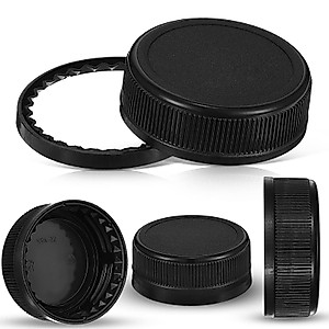 100 Pcs Caps for Empty Juice Bottles, Tamper Seal Lids 38 mm Plastic Bottle Caps Container Lids Bottle Caps for Crafts DIY, 4, 8,12, 16, and 32 oz Container(Black)