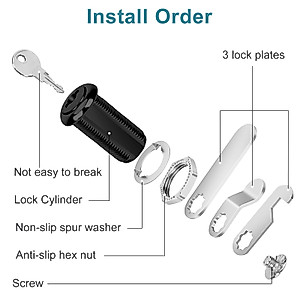 Pertinel Cam Locks Black Cabinet Locks Keyed Alike, 1-3/8'' (Length) Cylinder Secure Files Drawers RV Storage Locks Replacement Set, Zinc Alloy (Black 1-3/8 Inch 2Pcs)