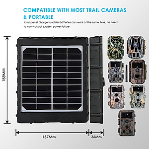 Solar panel, 3W portable solar panel kit, 8000mAh large capacity, 12V/9V/6V output 5V input, IP66 waterproof suitable for homes, solar lights, camping, trail camera, fishing