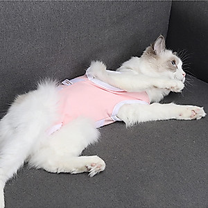 URROMA 1 PC Cat Soft Recovery Suit, Cat Sterilization Bandage Suit Cat Surgery E-Collar Alternative Recovery Protective Shirt Surgery Pets Clothing Pajamas, M