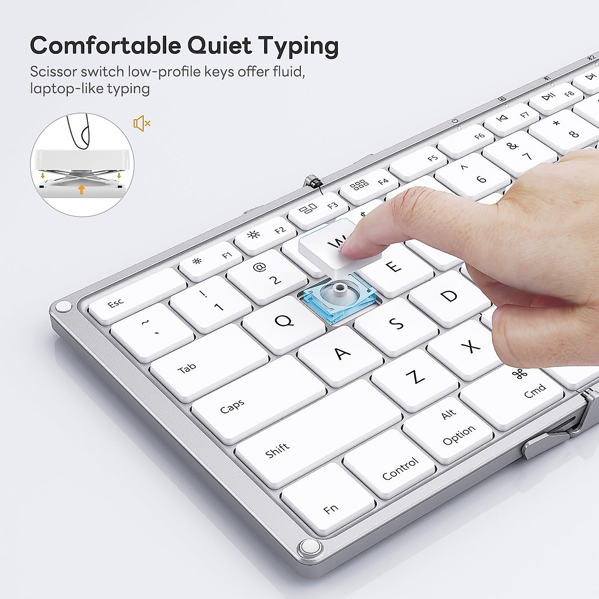 ProtoArc Foldable Bluetooth Keyboard for Mac, XK01-A Folding Wireless Keyboard with Number Pad, Full Travel Keyboard for Macbook, iMac, iPad 10.2, iPad Pro/Air/Mini, iPhone