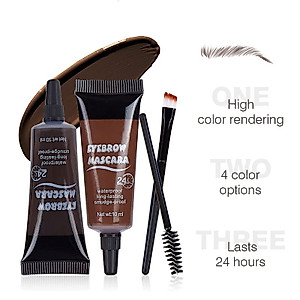 Tinted Thickening Eyebrow Mascara with Two Eyebrow Brushes,Brow Fast Sculpt,Waterproof,Transfer-proof,Eyebrow Tinting Kit- Cruelty Free - Light Medium Brown (2 Pack) (01 Brown)