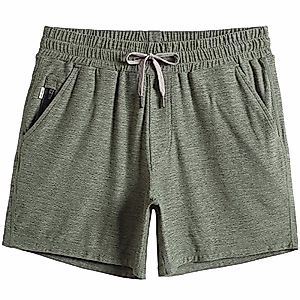 maamgic Mens Running Shorts, Soft 5" Gym Short with Zip Pockets, Quick Dry Workout Athletic Shorts for Men Heather Green Large