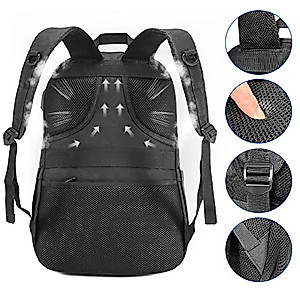 Black Backpack for School College, 15.6 Inch Anti Theft Travel Laptop Backpacks Water Resistant Computer Bag Bookbag with USB Charging Port for Women Men Teen Boys Girls