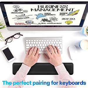 Keyboard Wrist Rest + Mouse Pad + Mouse Wrist Rest Support Set, Memory Foam, Easy Typing Pain Relief, 3Pcs Keyboard Mouse Pad Set for Computer, Laptop, Home & Office (SKK-330)
