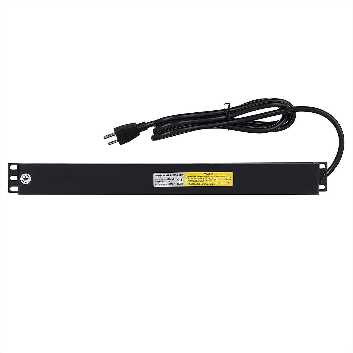 19" 1U Rack Mount PDU Power Strips 6 or 8 Outlet Mountable Power Strip, Wall Mount Outlet Power Strip Heavy Duty, Wide Spaced 15A 125V 1875W, 6 FT SJT 14AWG Power Cord (6FT) (8 Outlet)