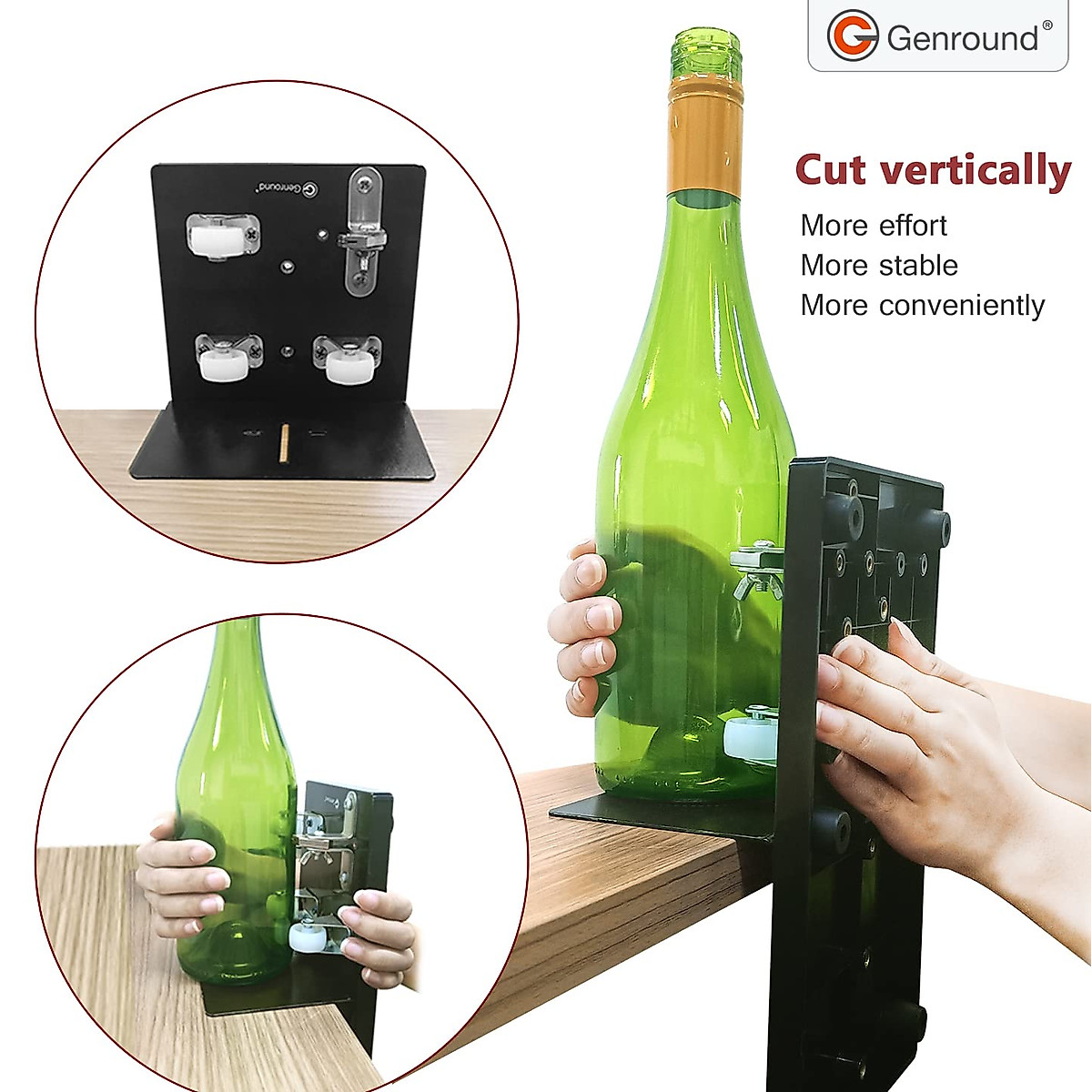 Bottle Cutter, Genround Upgrade 2.1 Glass Bottle Cutter Machine for Round, Square and Oval Bottle Cutting | Cut Bottle from Neck to Bottom | Glass Cutter Bottle Cutting Tool for DIY Projects