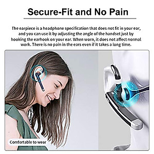 Wireless Headset Business Earpiece 30Hrs Playtime with 450mAh Charging Case Built-in Mic Noise Cancelling Headphone 5.0 Handsfree Sports Earphone for Android iOS Driving Trucker Driver Business Office