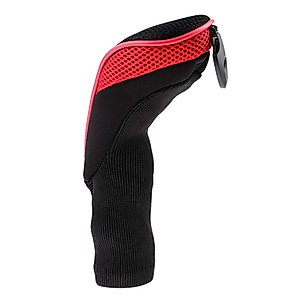 Mesh Golf Hybrid Club Head Covers Headcover w/Interchangeable No. Tag 3, 4, 5, 7, X Red 32.5 x 10.5cm