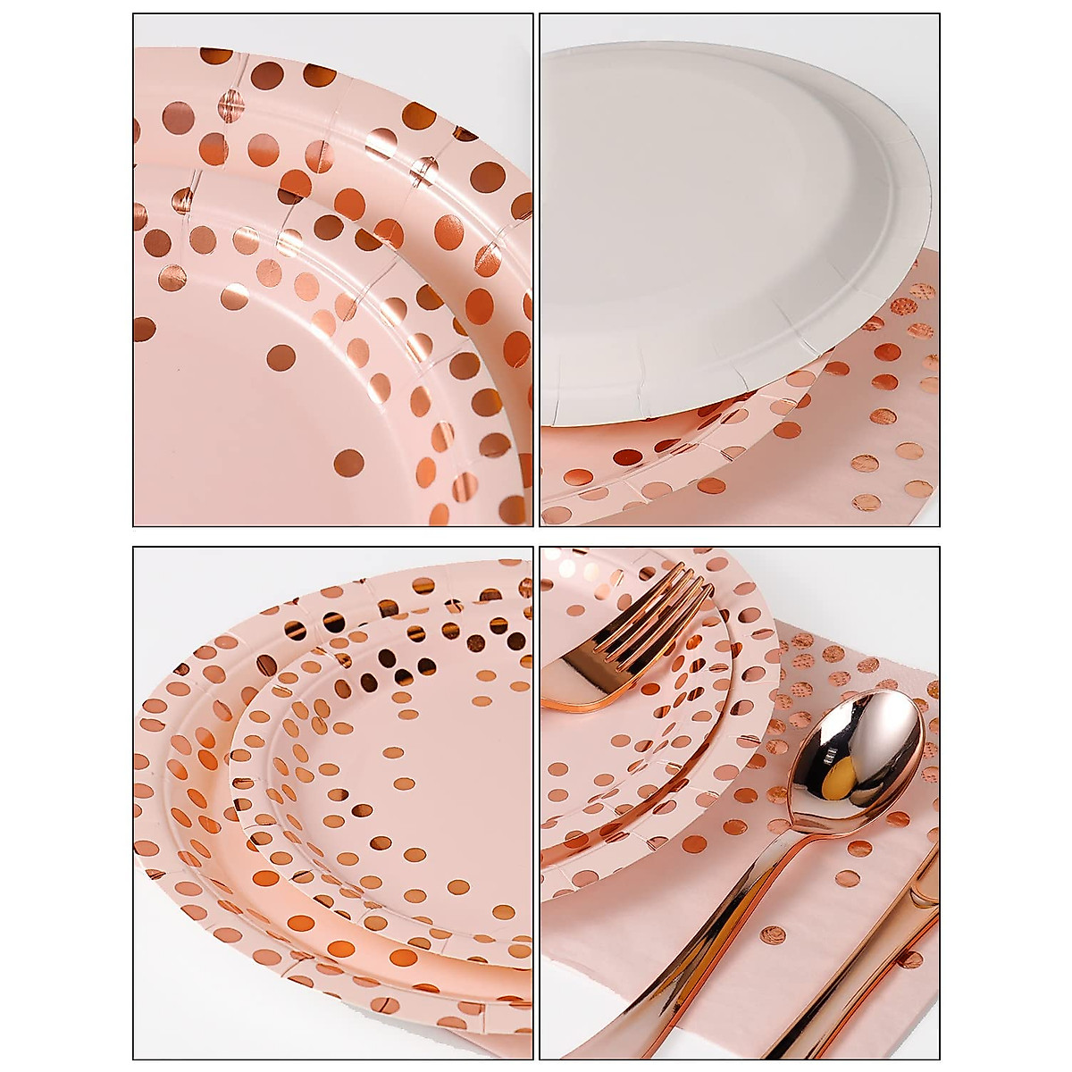 Nkaiso 141 Pieces Pink and Rose Gold Party Supplies, Party Dinnerware Sets Include Paper Plates Napkins Cups Silverware, for Wedding Bridal Shower Engagement Birthday Parties Decoration -20 Serves