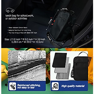 hzzycer Lunch Box for Men Women Insulated Lunch Bag Reusable Small Lunch Bag with Adjustable Shoulder Strap for Work Picnic