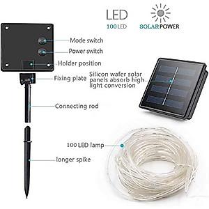 ZSMPY Fairy Lights Solar String Light, Fairy Lights 100 Lights Multicolor 8-Modes 10m Christmas Lights for Patio, Garden, Home, Wedding, Pathway, Party