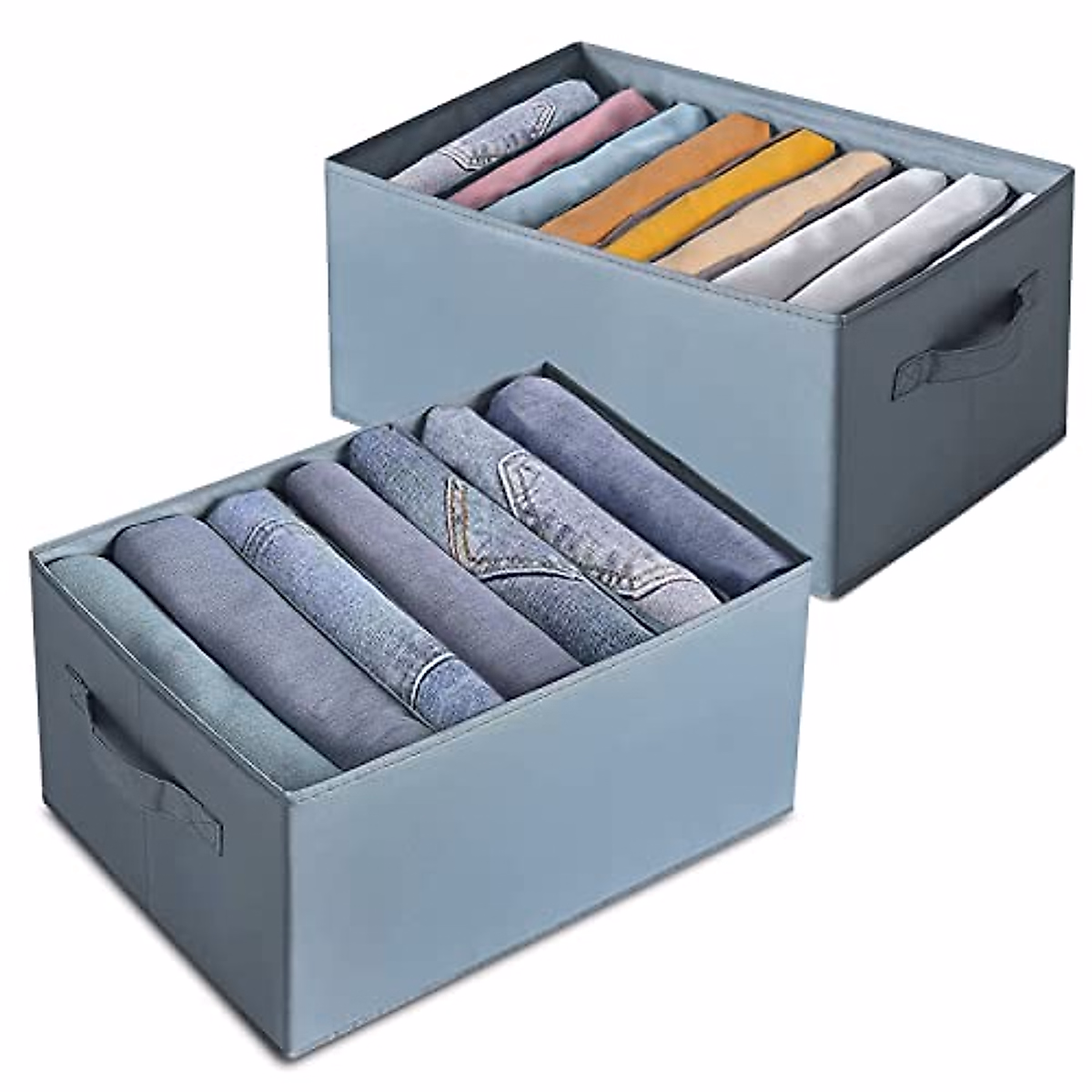 Wardrobe Clothes Organizer for Folded Clothes,Drawer Organizers for Clothing Foldable with Thickened Fabrics,Closet Storage With 9+9 Compartment Closet Organizer for Jeans Pants Bedroom Grey