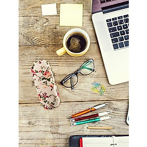 2 Pieces Hard Shell Eyeglass Case Flower Glasses Case for Women Floral Fabric Women Eyeglass Case Retro Hard Glass Case Portable Eyeglass Box for Women Girl Ladies Spectacles (Apricot, Black)